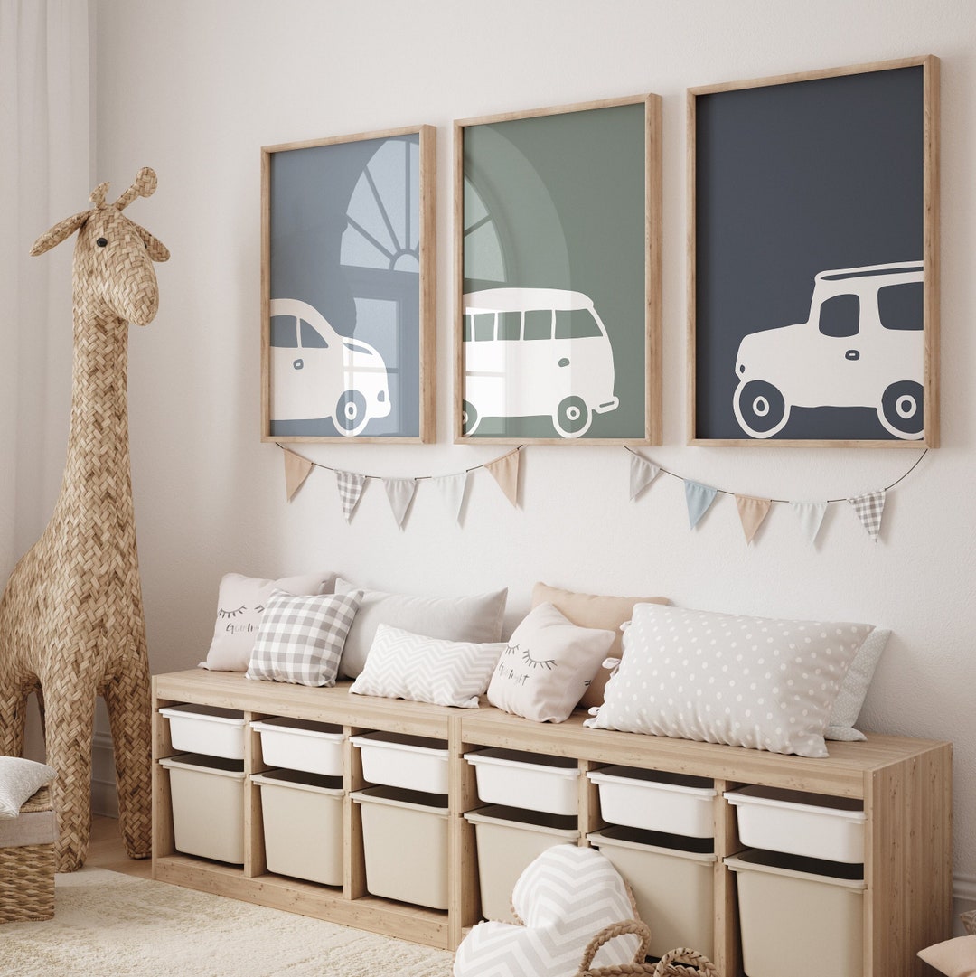 Set of 3 Car Prints, Boys Room Posters, Vehicle Wall Decor, Toddler ...
