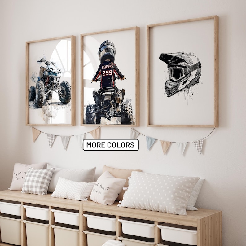 Personalized ATV Quad Bike Art Set, Four Wheeler Prints, Boys Room ...