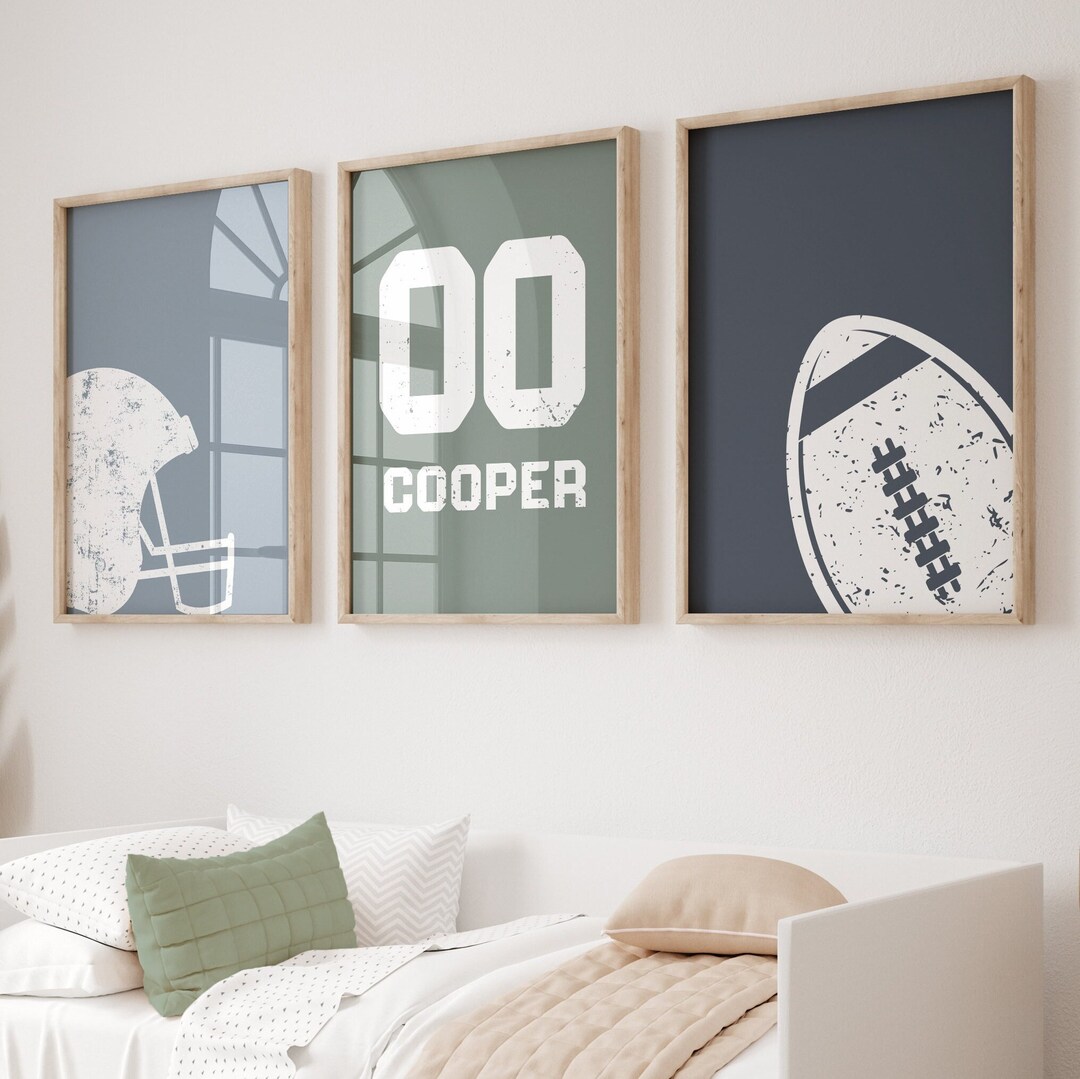 Football Printable Art Set, Custom Name Football Prints, Football ...