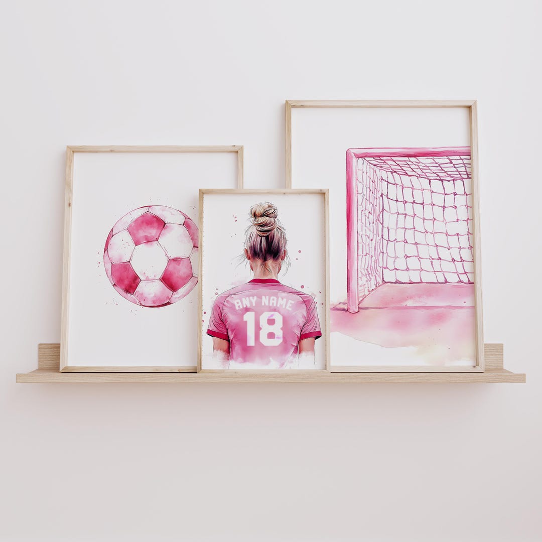 Personalized Girl Soccer Posters: Pink Sports Room Decor (digital ...
