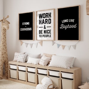 Retro Wording Art, Inspirational Quotes, Boys Room Decor, Black and ...