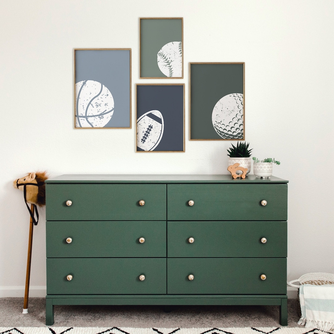 Sports Ball Prints, Set of 4 Posters, Boys Wall Decor, Toddler Boys ...