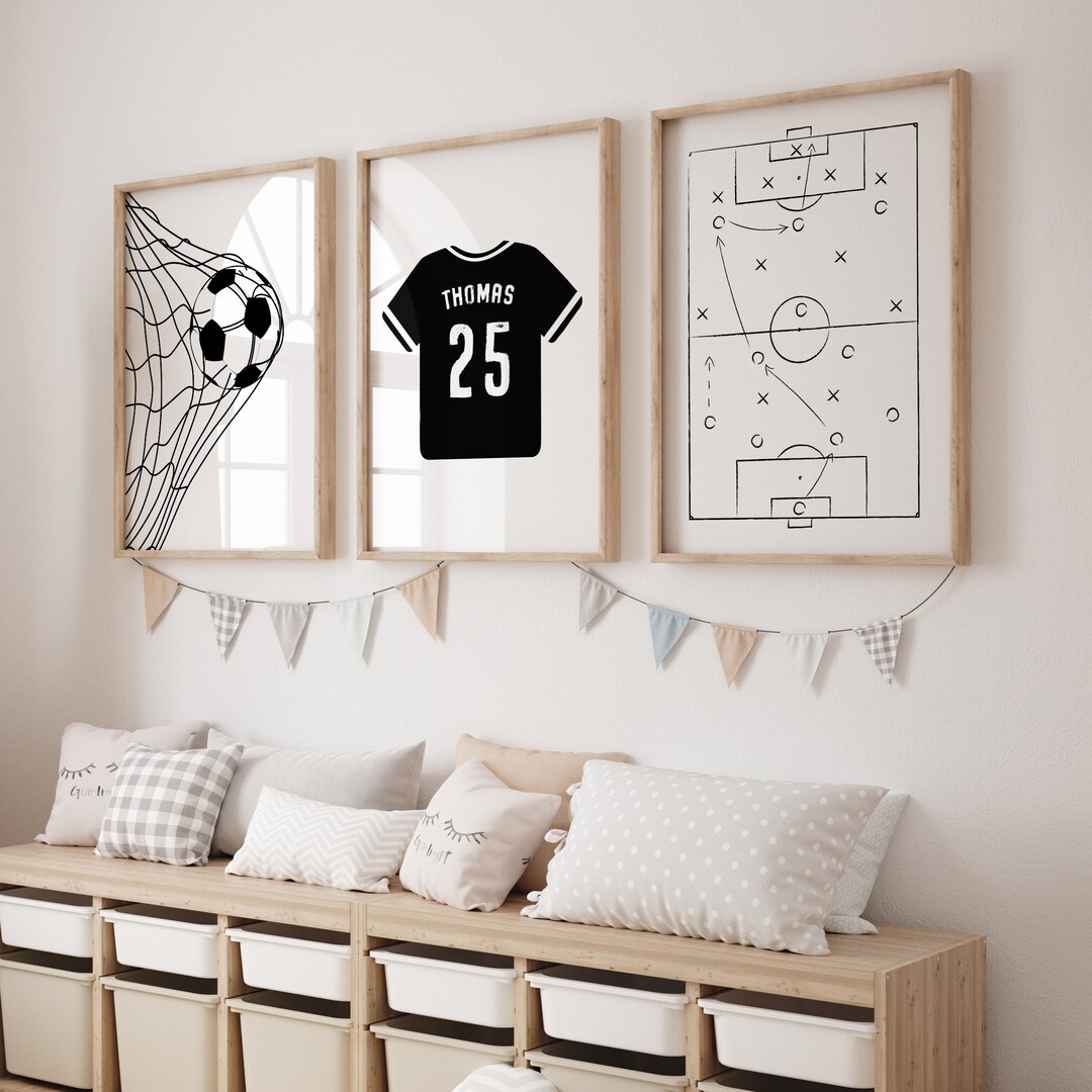 Personalized Soccer Prints, Minimalist Nursery Wall Art, Boys Bedroom ...