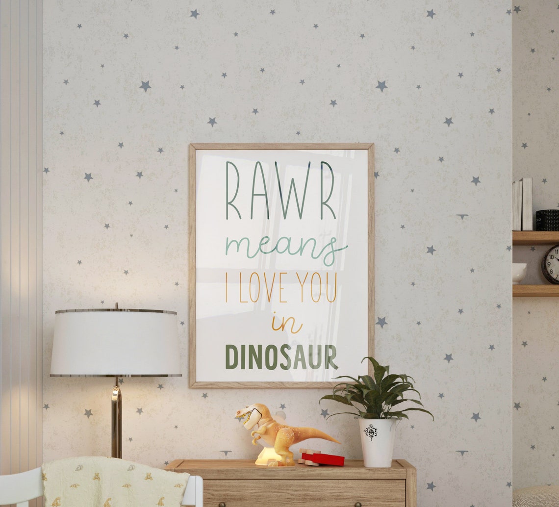 Nursery wall art Dino quotes Set of 2 printables Playroom | Etsy