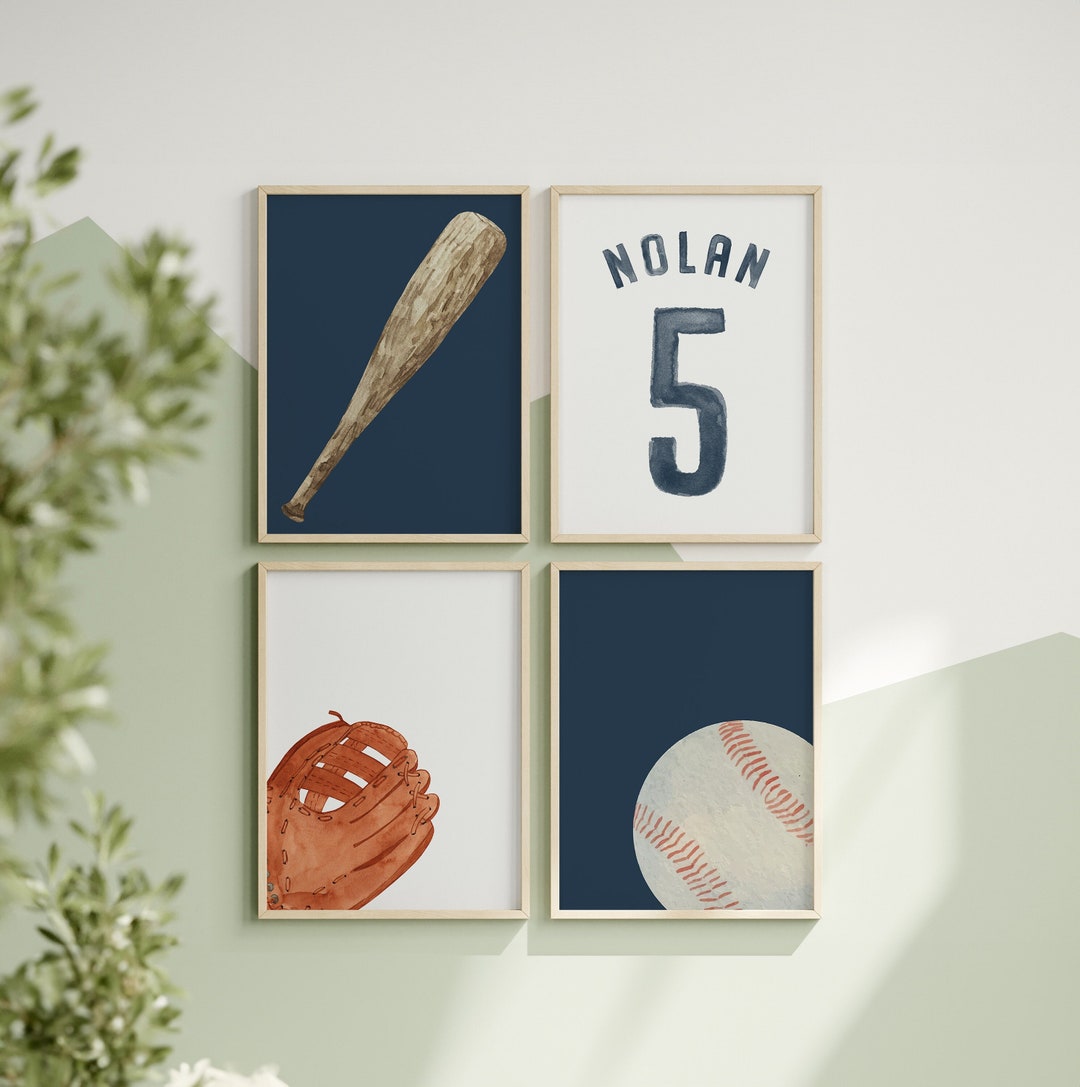 Baseball Wall Decor, Boys Room Decor, Watercolor Baseball Artwork ...