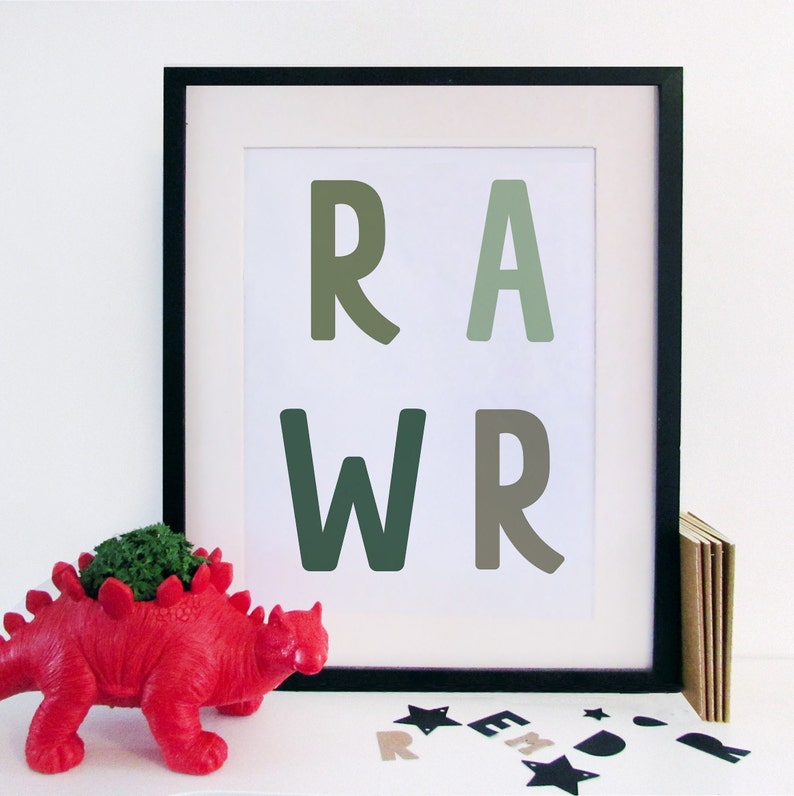 Set of Two. RAWR Print Dinosaurs Wall Decor Dino Prints - Etsy