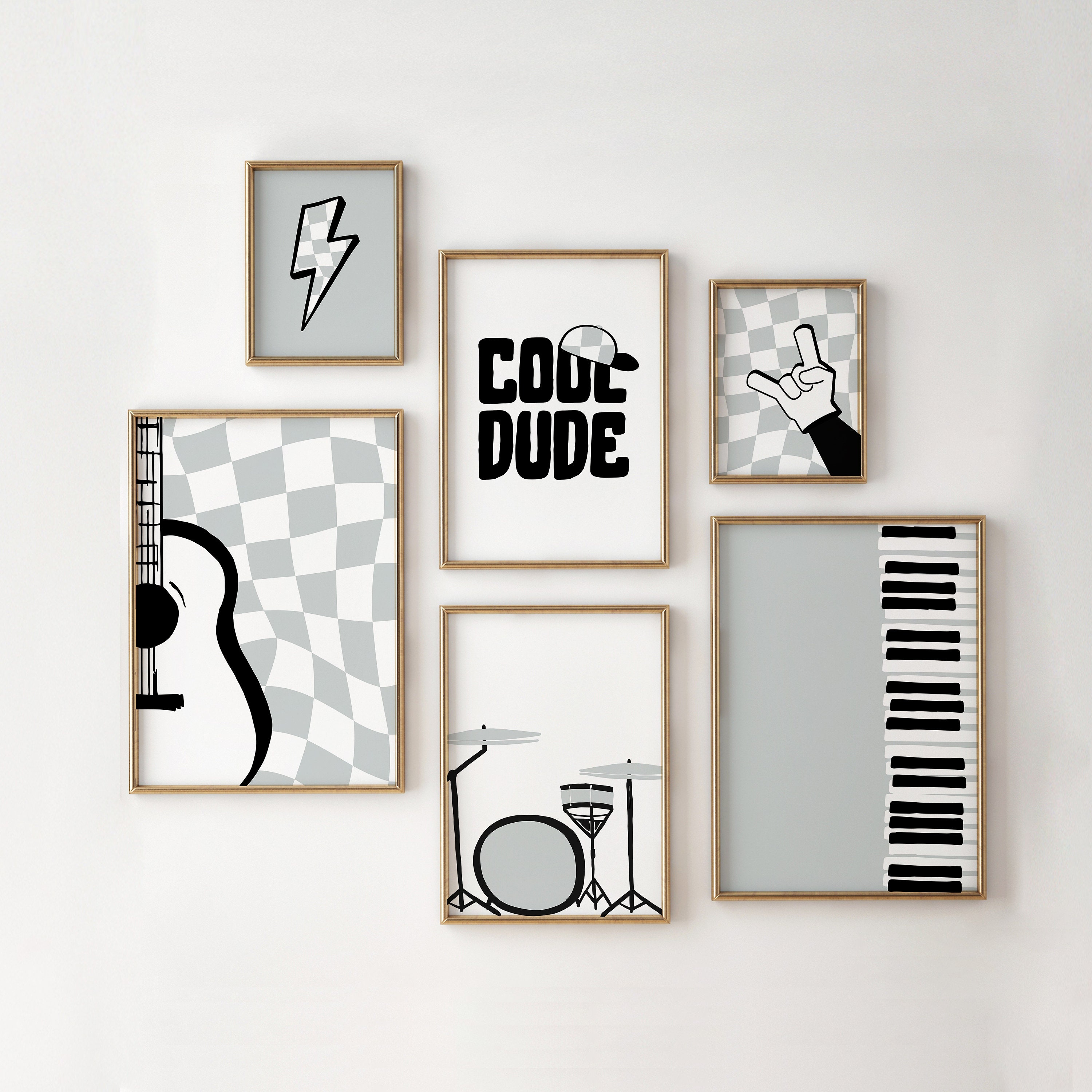 Music Nursery Prints: Instrument Art, Light Gray Decor (digital ...