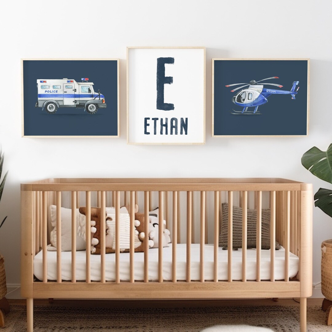 Police Prints, Set of 3 Printables, Police Truck, Police Helicopter ...