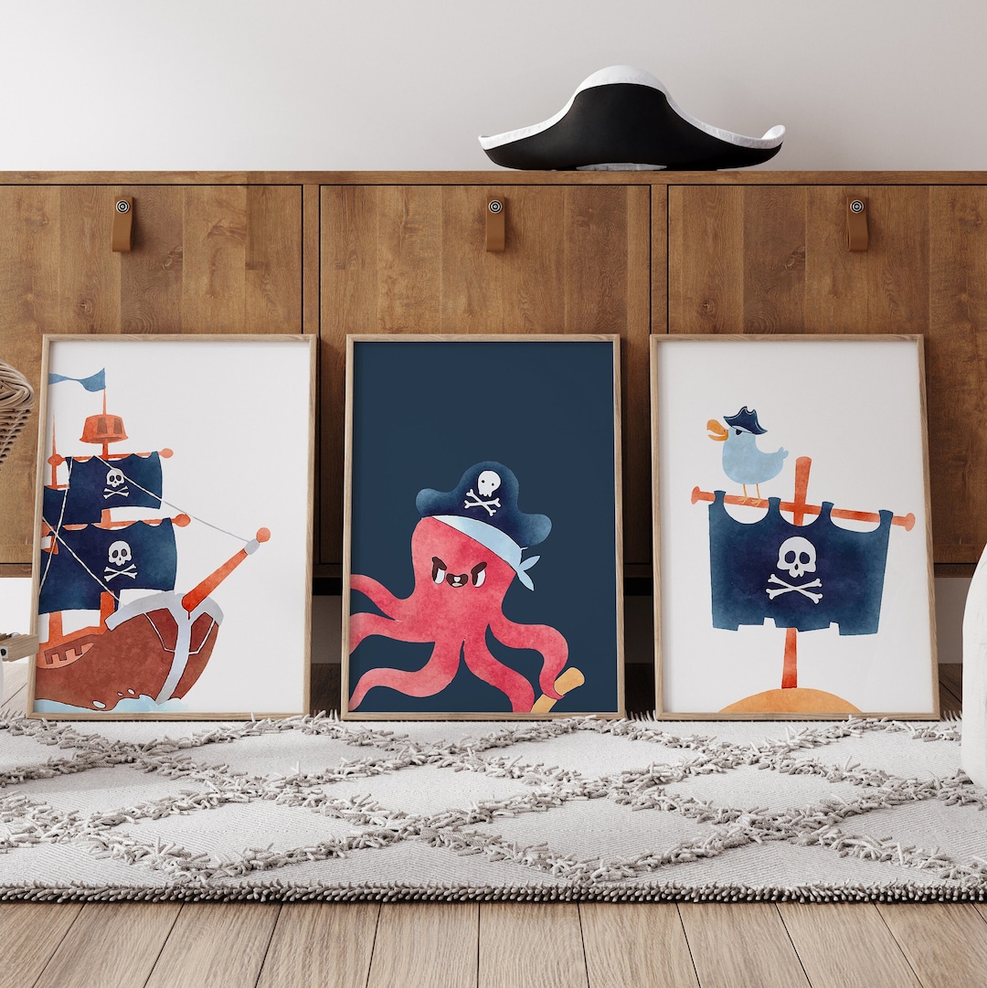 Pirates Wall Art, Pirate Ship, Kid Pirates Prints, Pirates Bedroom ...