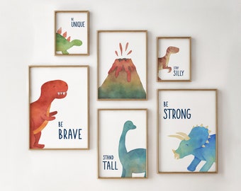Set of 3 Dinosaur Prints, Dinosaur Themed Nursery & Kids Room, Dino ...
