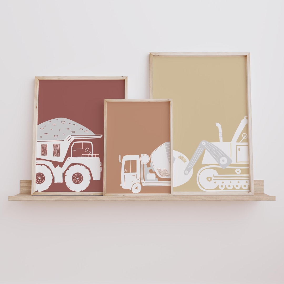 Construction Vehicle Posters, Boys Room Decor, Toddler Wall Art, Cement ...