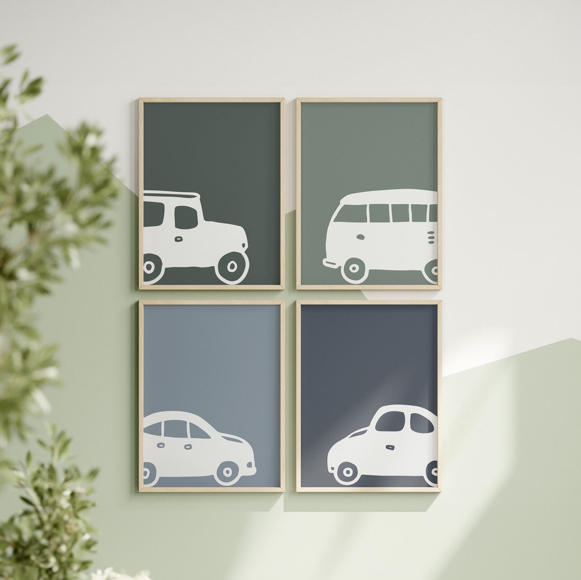 Minimalist Car Prints Set: Transportation Nursery Decor (digital ...