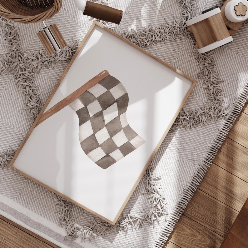 Personalized Racing Flag Wall Art Set: Checkered Decor (digital ...
