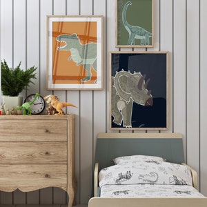 Dinosaurs wall art Set of 3 nursery printables T Rex | Etsy