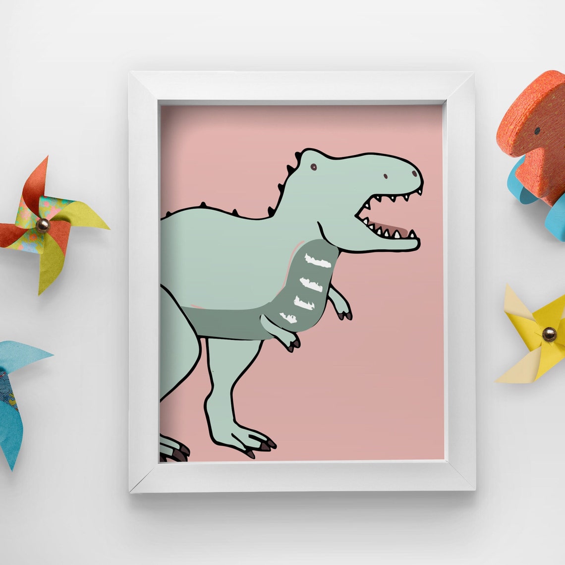 Pink T-rex Nursery Art Prints: Dinosaur Wall Decor (set of 3) (digital ...