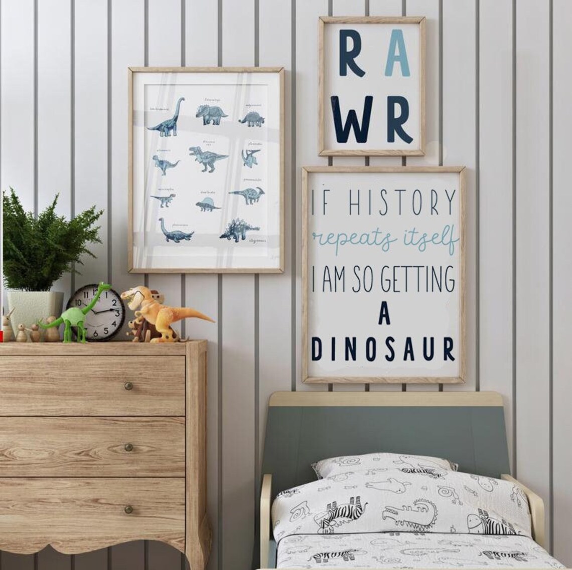 Dinosaur Printables Blue Dino Prints Set of 3 Printables - Etsy