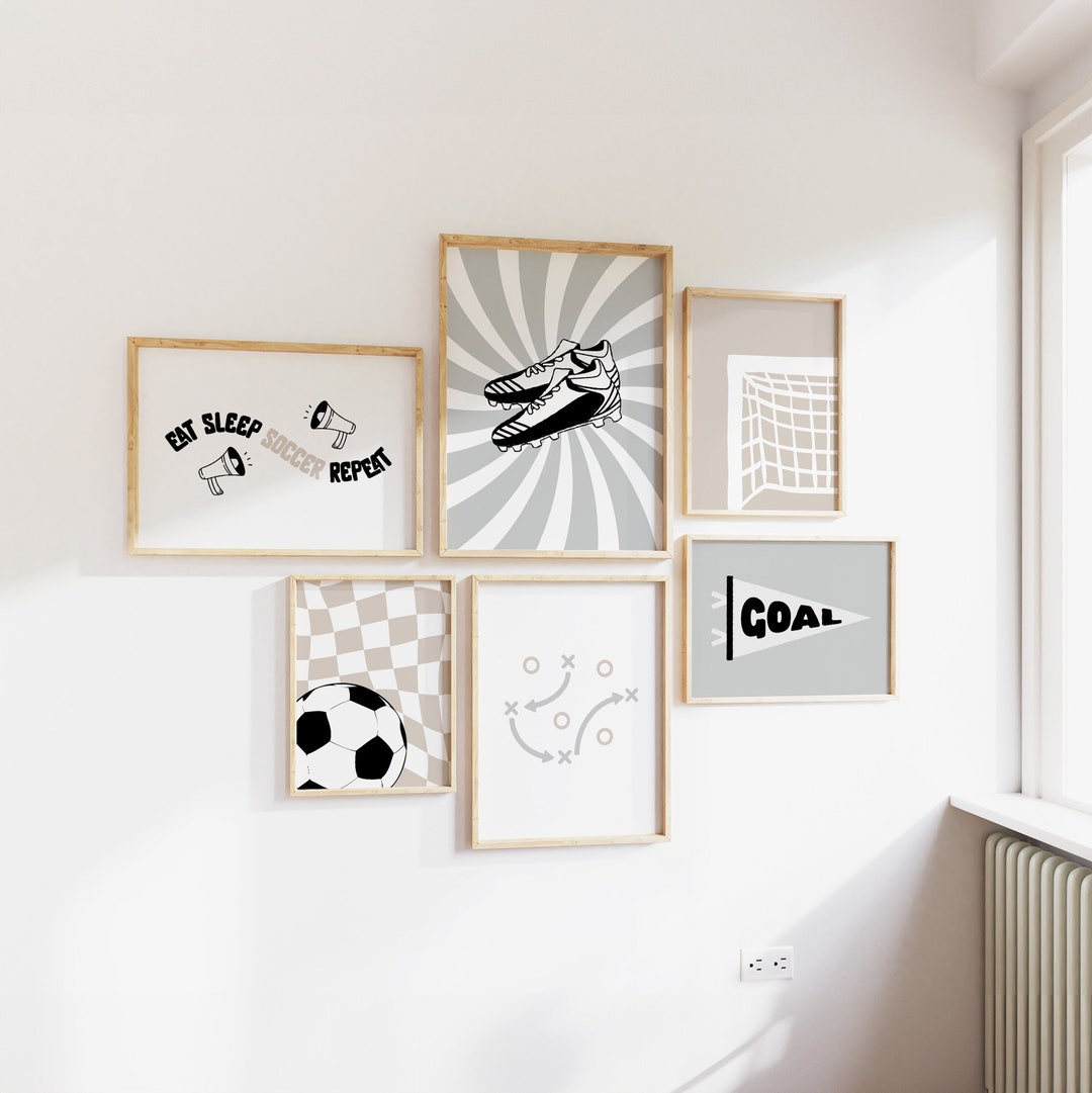 Soccer Wall Art, Set of 6 Prints, Sport Nursery Decor, Soccer Decor ...