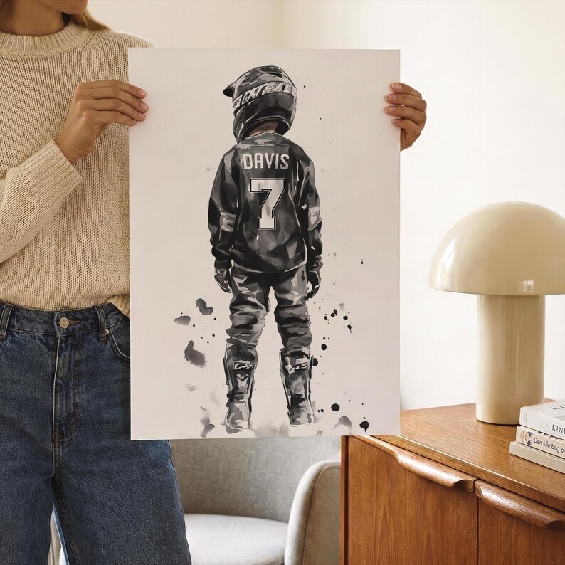 Personalized ATV & Dirt Bike Wall Art Set of 3, Custom Name and Number ...