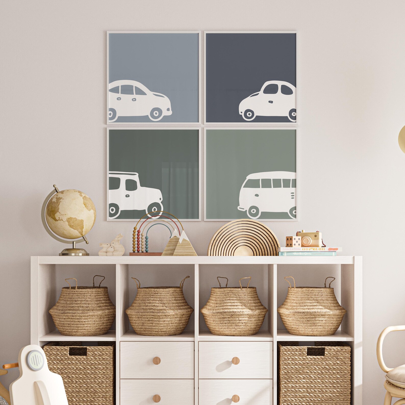 Minimalist Car Prints Set: Transportation Nursery Decor (digital ...
