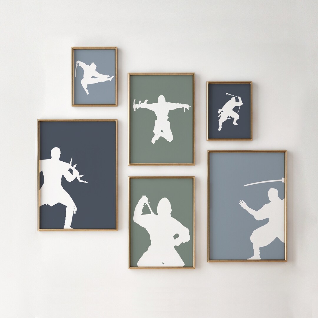 Ninja Kids Wall Art, Boys Room Wall Decor, Silhouette Digital Art ...