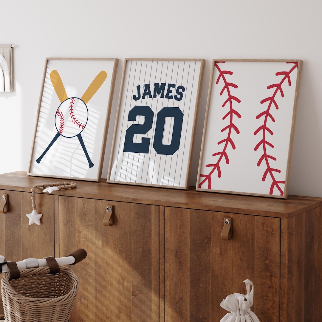 Baseball Wall Art, Baseball Decor, Custom Name & Number, Baseball ...