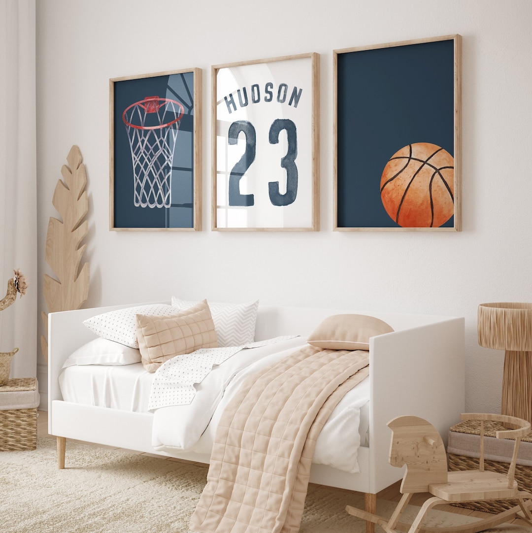 Basketball Poster, Boys Sports Print for Bedroom, Watercolor Custom ...