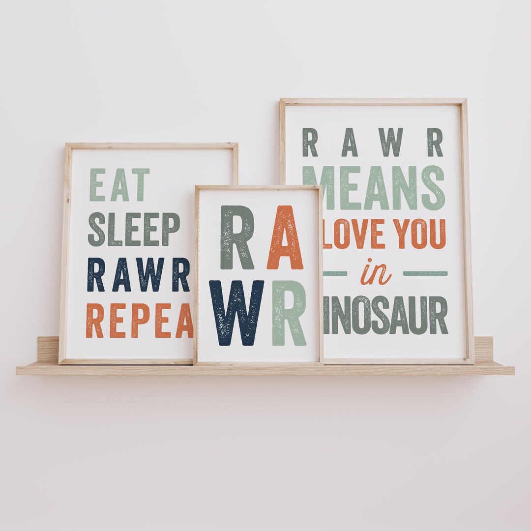 Dinosaur Wall Art Prints: RAWR Nursery Decor (digital Download) - Etsy