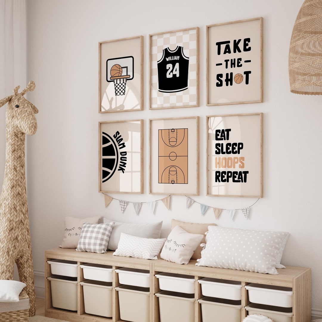 Basketball Wall Art, Set of 6 Posters, Sports Nursery Decor, Custom ...