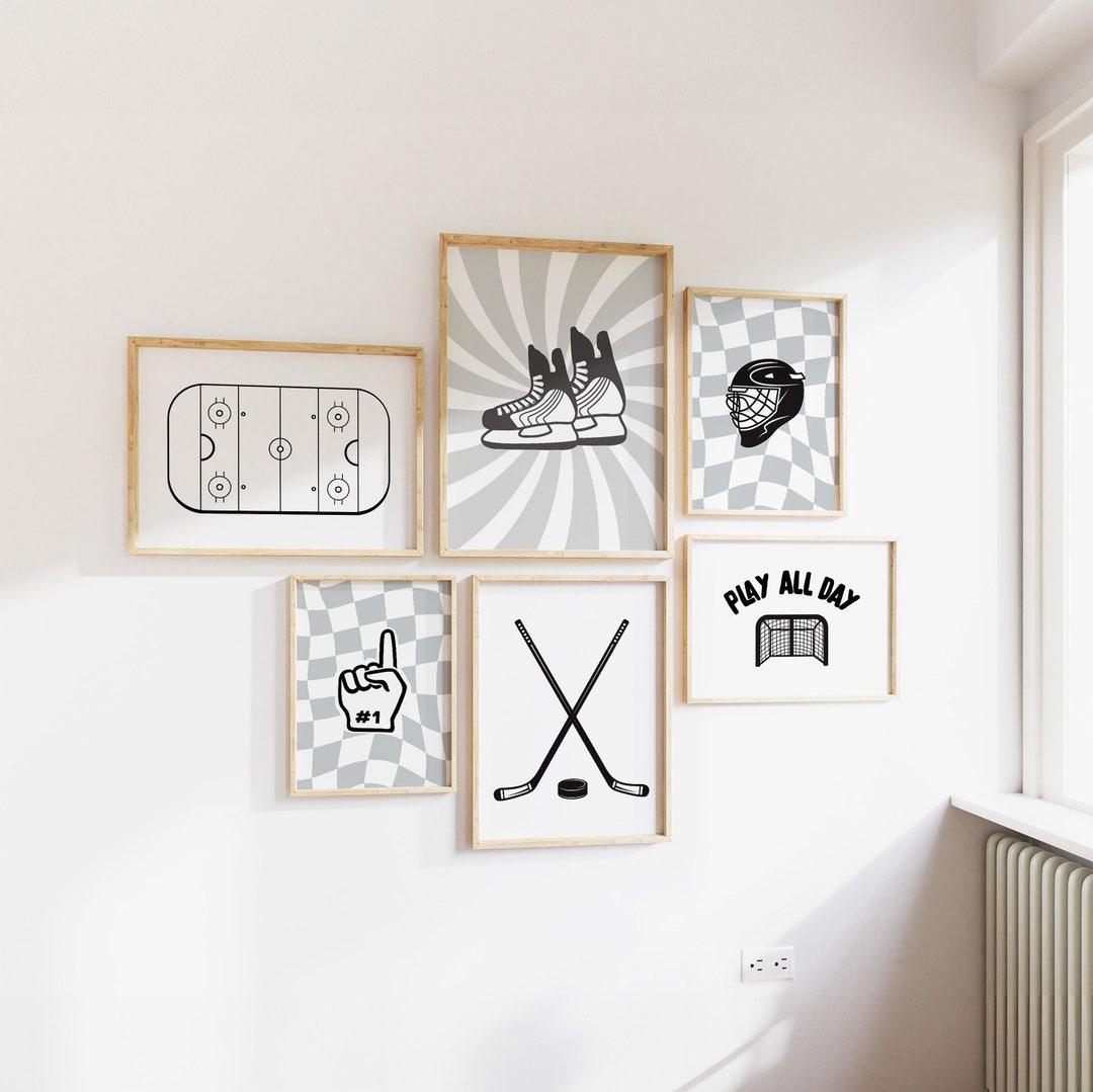 Hockey Wall Art, Sport Nursery Decor, Hockey Prints Set of 6, Hockey ...