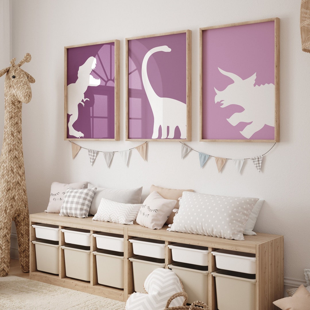 Girl Dinosaur Wall Art, Dinosaur Decor for Girls, Dino Prints for Kids ...