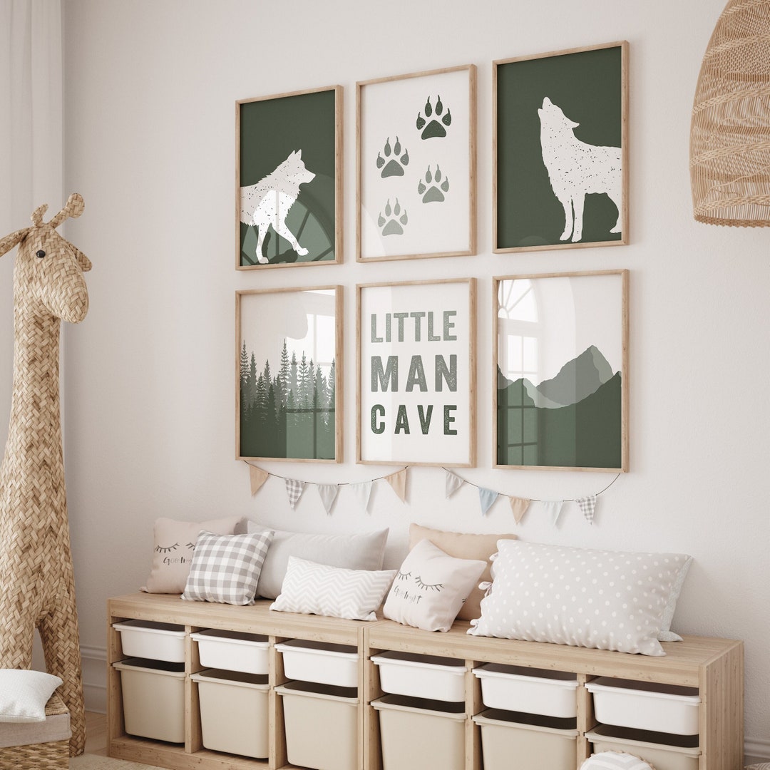Set of 6 Wolf Nursery Prints, Wolf Nursery Decor, Forest Nursery ...
