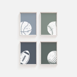 Sports Ball Prints, Set of 4 Posters, Boys Wall Decor, Toddler Boys ...
