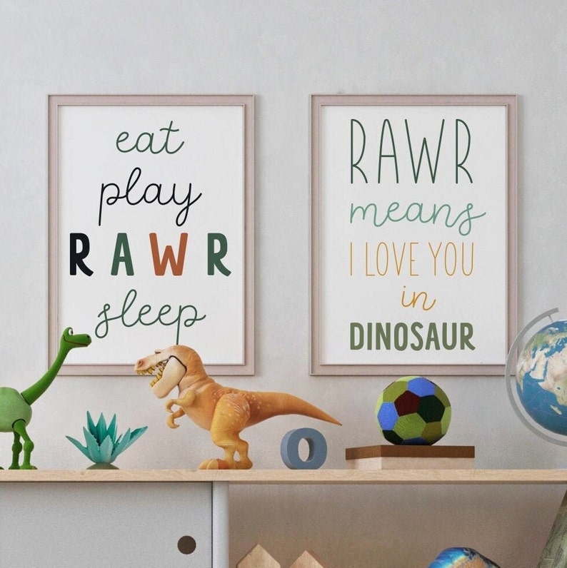 Nursery Wall Art Dino Quotes Set of 2 Printables Playroom - Etsy