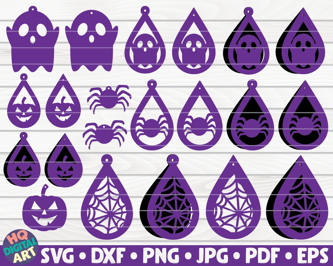 21 Halloween Earrings SVG Bundle/ Teardrop Earrings / Vector Jewelry ...