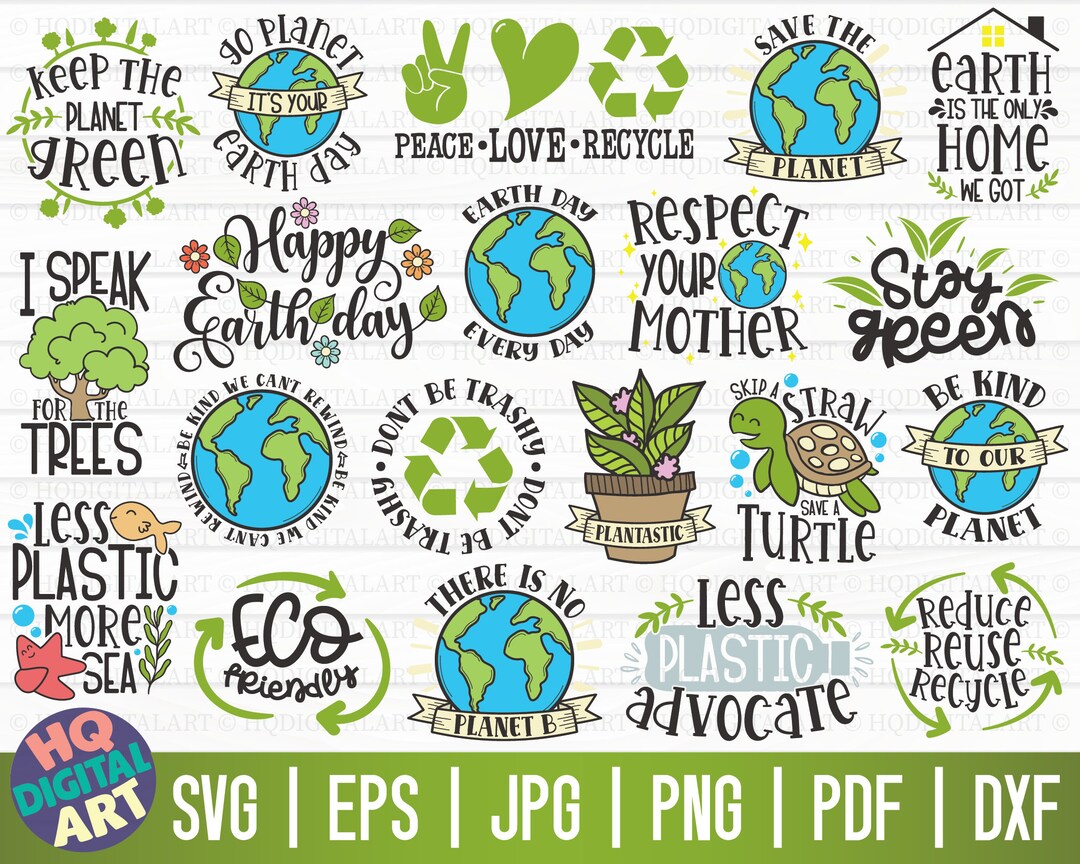 Earth Day SVG Bundle ONE / Free Commercial Use / Cut Files for Cricut ...