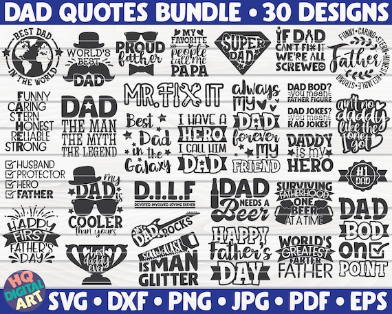 Dad Quotes SVG Bundle 30 Designs Father's Day Quotes - Etsy