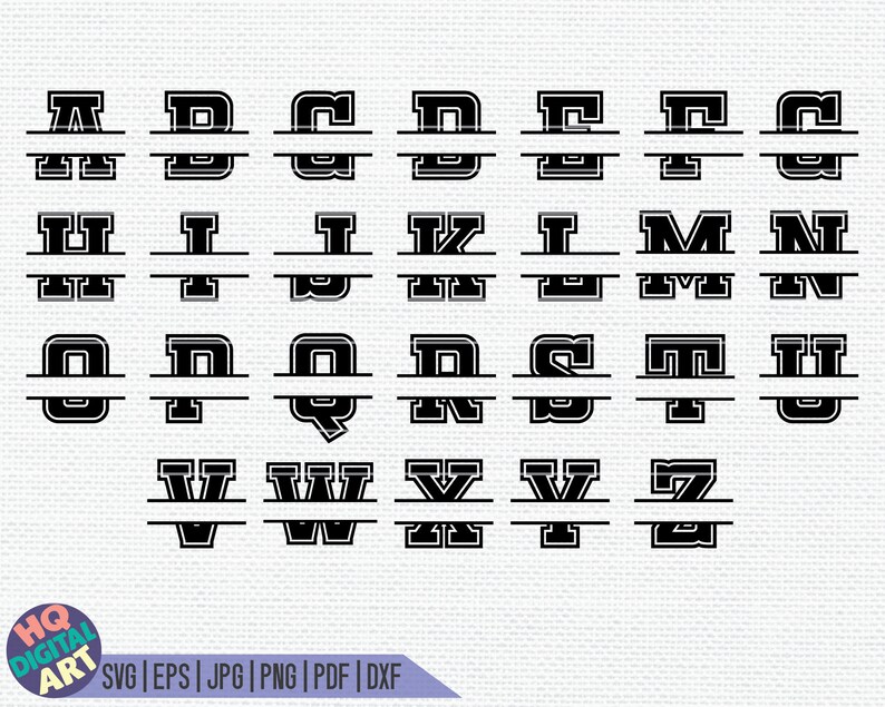 Varsity Split Monogram Alphabet Bundle SVG Split Monogram - Etsy