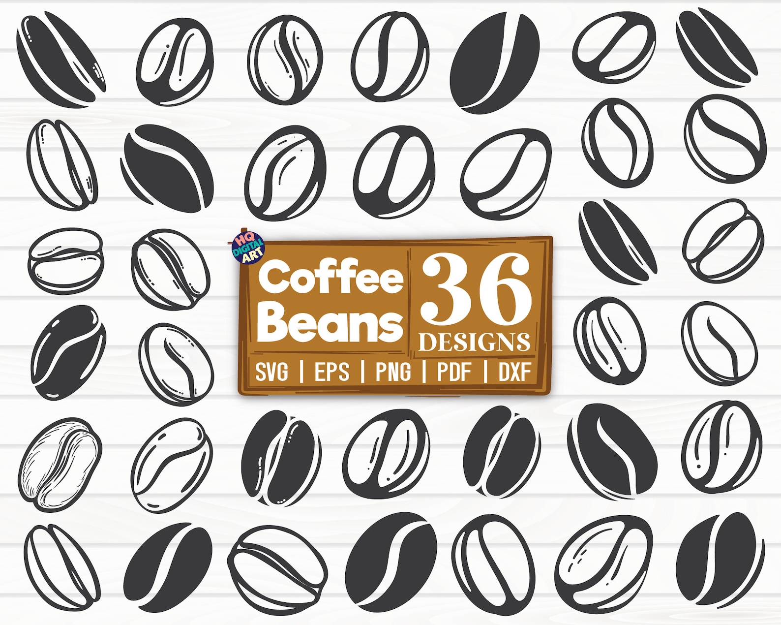 36 Coffee Beans SVG Bundle / Silhouette / Cut File / Clipart ...