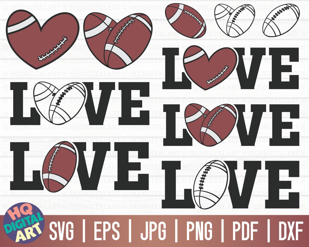 Love Football SVG / Football Heart SVG / Cut File / Clipart / Printable ...