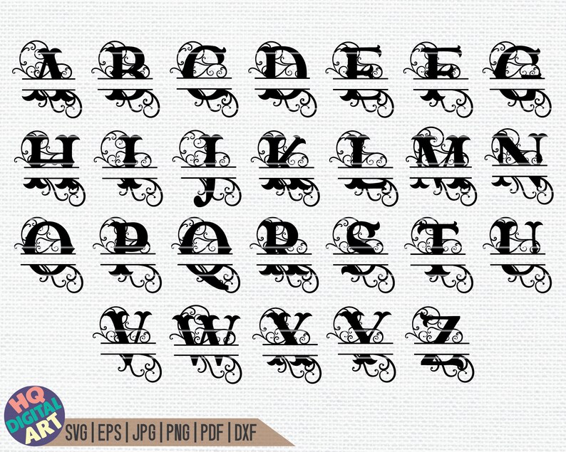 Western Split Monogram Alphabet SVG / Fishtail Split Monogram Frame ...