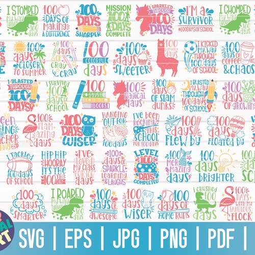 100 Days of School SVG and PNG Digital Download File 100 Days - Etsy