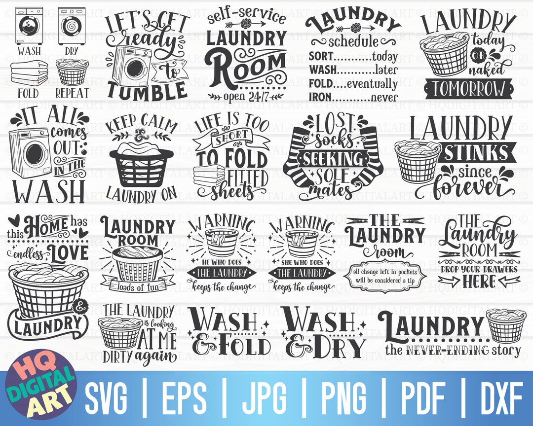 Laundry Room SVG Bundle ONE / Laundry Room Signs SVG Bundle / Funny ...