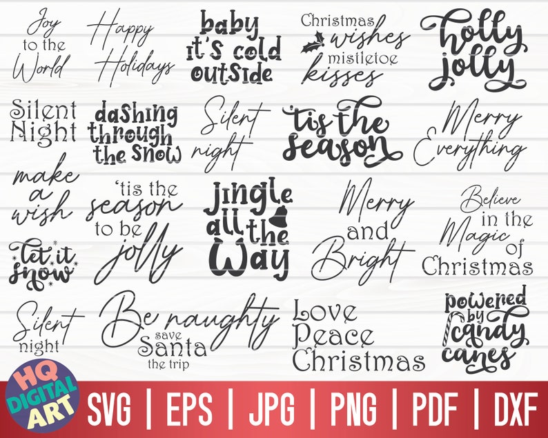 73 Classic and Simple Christmas Sayings SVG Bundle / Cricut ...