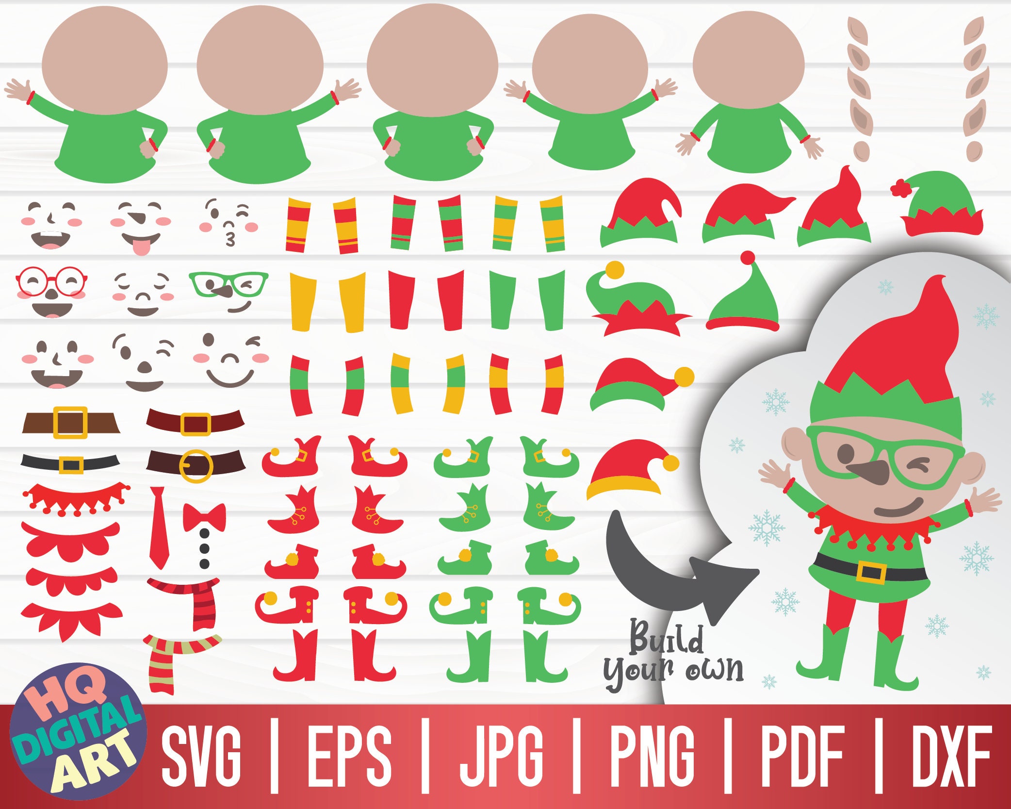 Build Your Own Christmas Elf Kit SVG / Cricut / Silhouette Studio / Cut ...