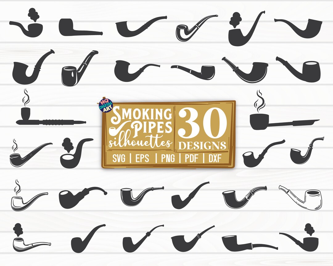 Smoking Pipes Silhouettes SVG Bundle / Pipe SVG / Cut File / Cliparts ...