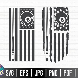 Pool Distressed Flag SVG, Pool American Flag SVG, American Flag Cut ...