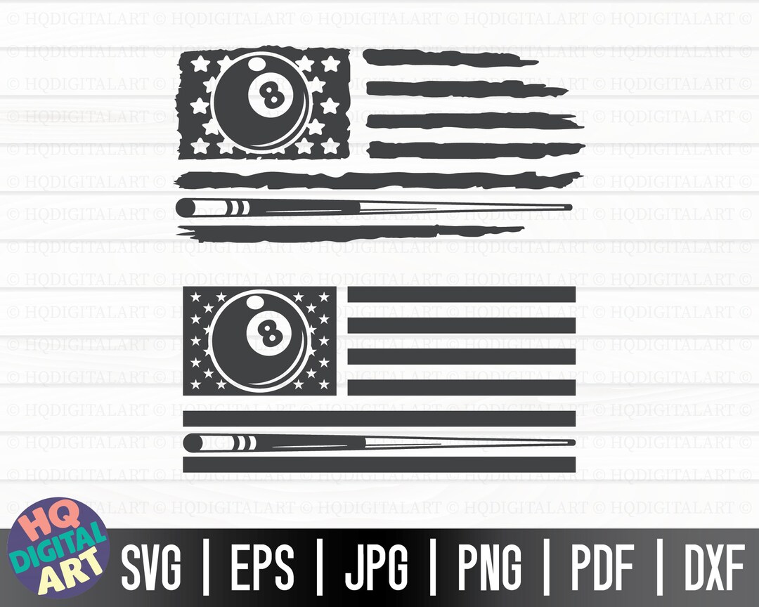 Pool Distressed Flag SVG, Pool American Flag SVG, American Flag Cut ...