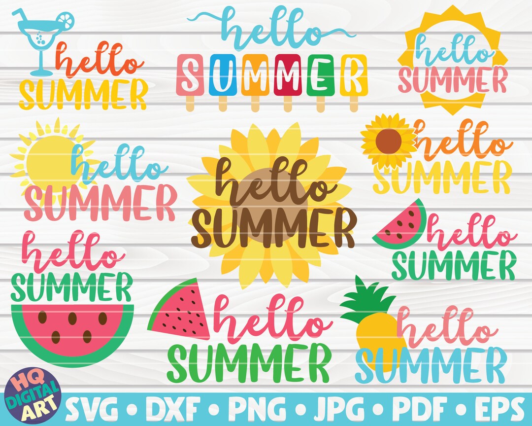 Hello Summer Bundle SVG / Free Commercial Use / Cut Files for Cricut ...