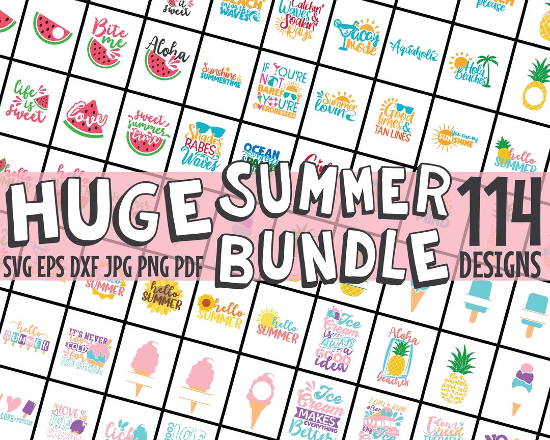 Huge Summer Bundle SVG / Summertime SVG Bundle / 114 Designs / Free ...