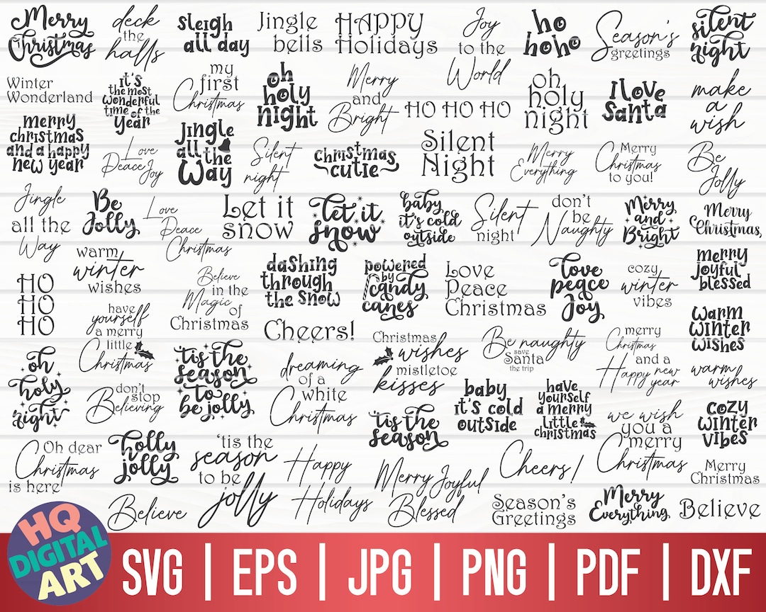 73 Classic and Simple Christmas Sayings SVG Bundle / Cricut ...